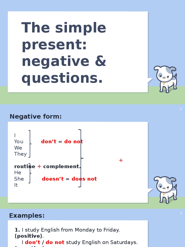 The Simple Present Negative & Questions | PDF