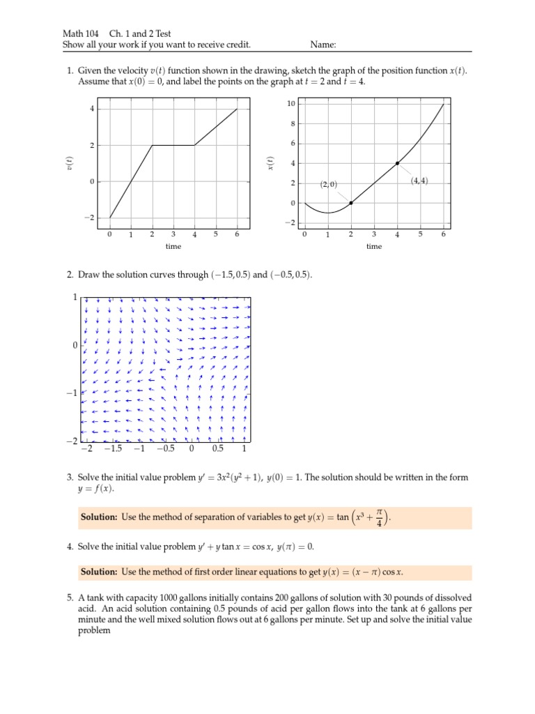 Solution Math 104 | PDF | Physics | Mechanics
