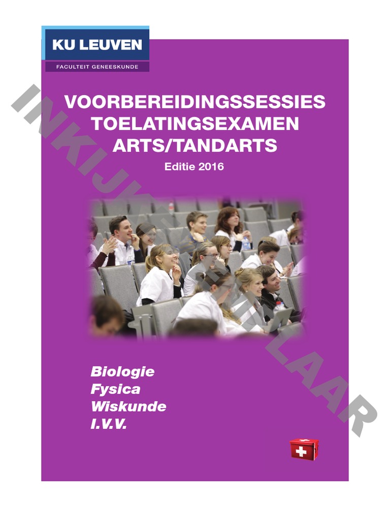 Inkijkexemplaar Voorbereidingssessies Toelatingsexamen Arts Tandarts