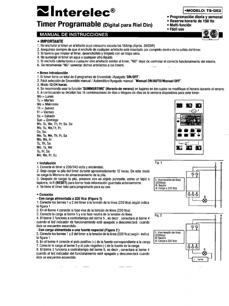 Manual Timer Programable 1 | PDF