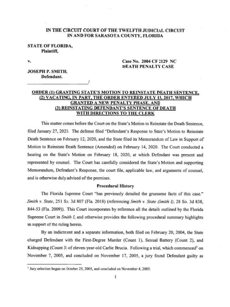 Joseph Smith Carley Brucia Court Order 4-2020 | PDF