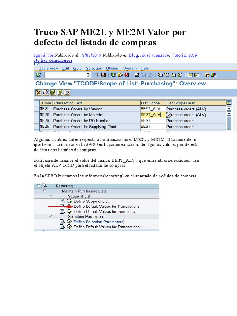 Truco SAP ME2L y ME2M | PDF
