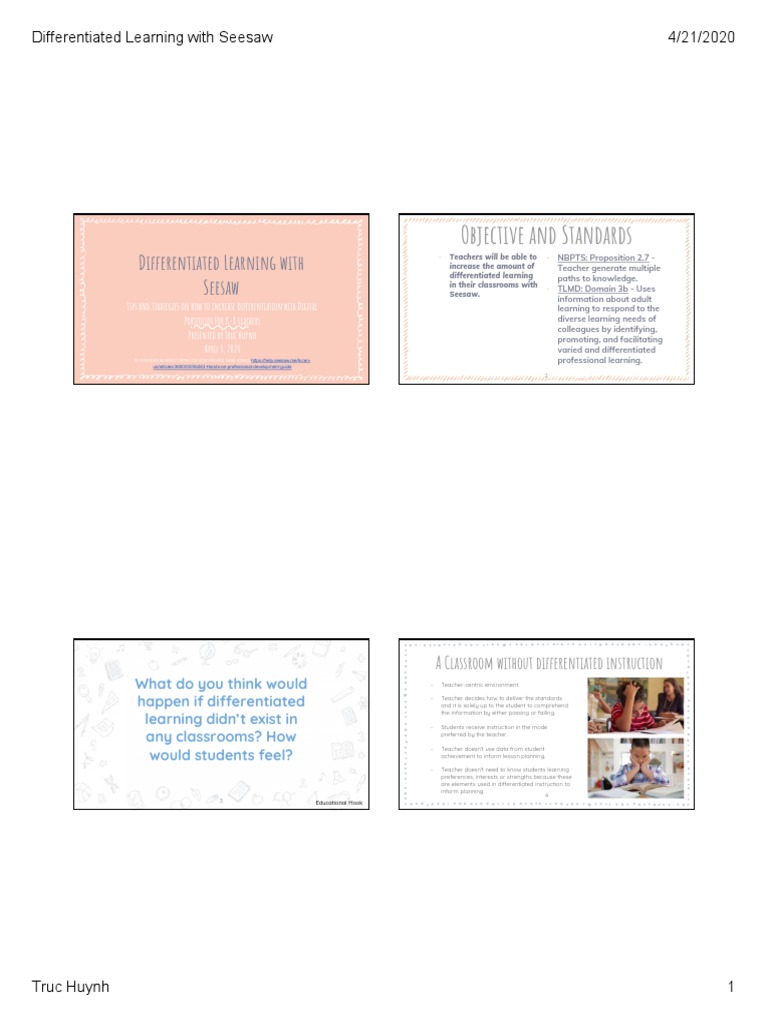 Differentiated Learning With Seesaw Handout | PDF | Differentiated Instruction | Learning