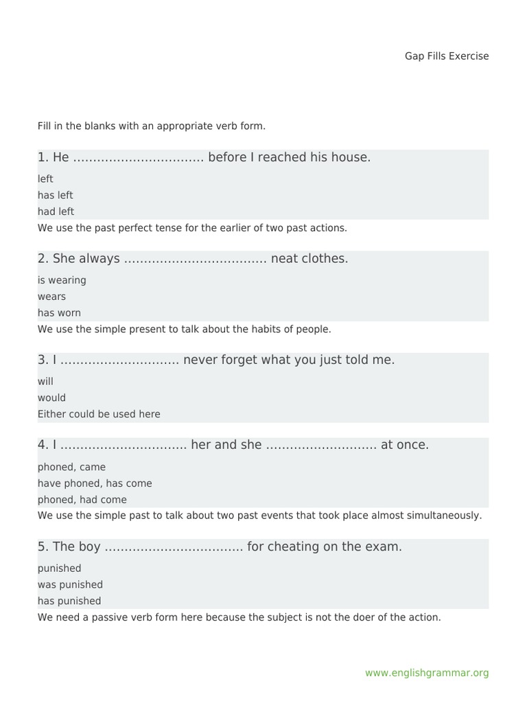 Gap Fills Exercise | PDF | Morphology | Onomastics