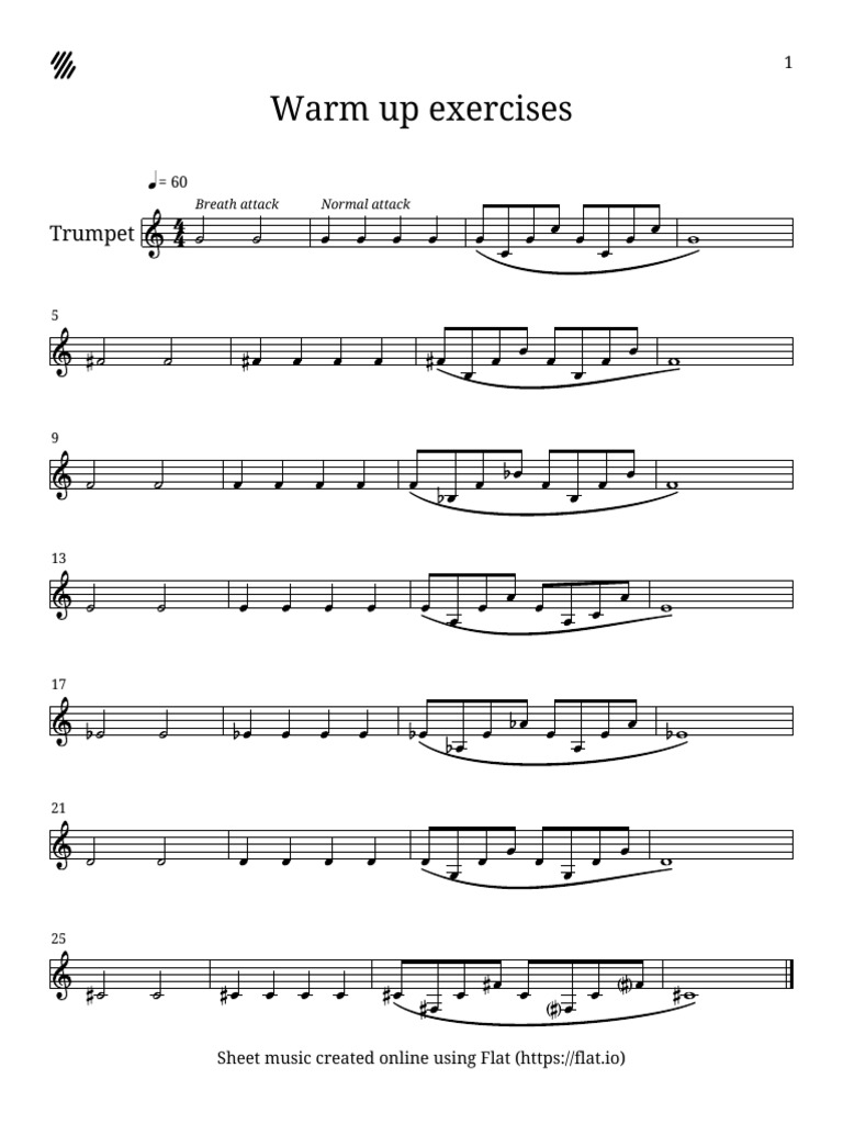 FPL Warm Up Exercises For Trumpet PDF | PDF | Art