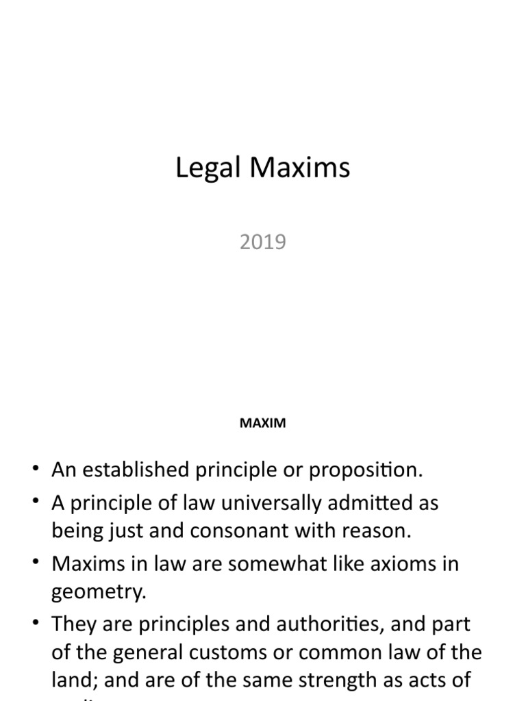 Legal Maxims - 2019 | PDF | Trust Law | Precedent