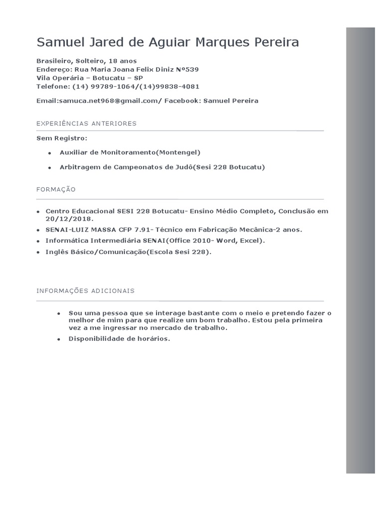 Curriculum Vitae - Samuel | PDF