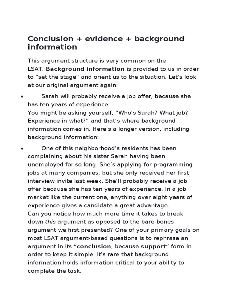 Conclusion + Evidence + Background Information | PDF