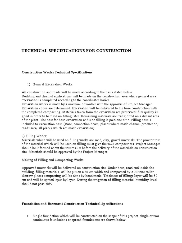 Construction Technical Specifications Guide | PDF | Concrete | Welding