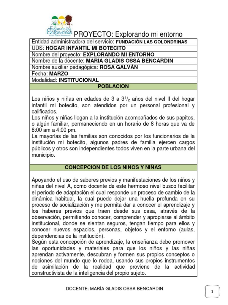 Proyecto Explorando Mi Entorno PDF | PDF | Constructivismo (filosofía ...