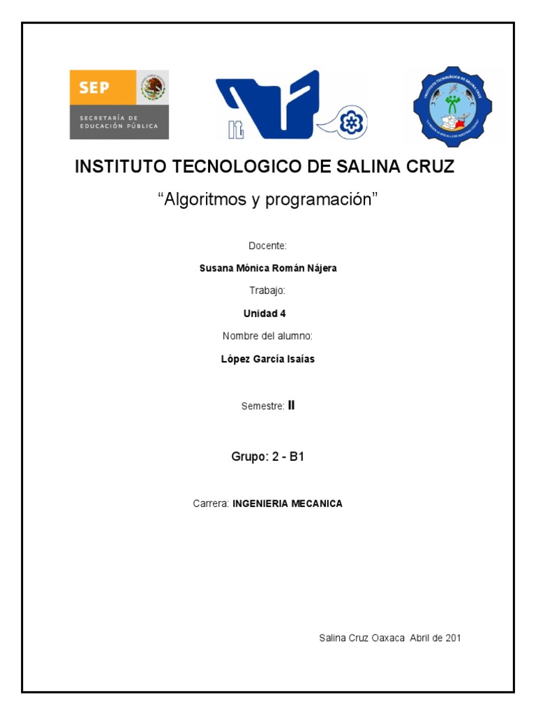 Instituto Tecnologico de Salina Cruz | PDF | C ++ | Programación de computadoras