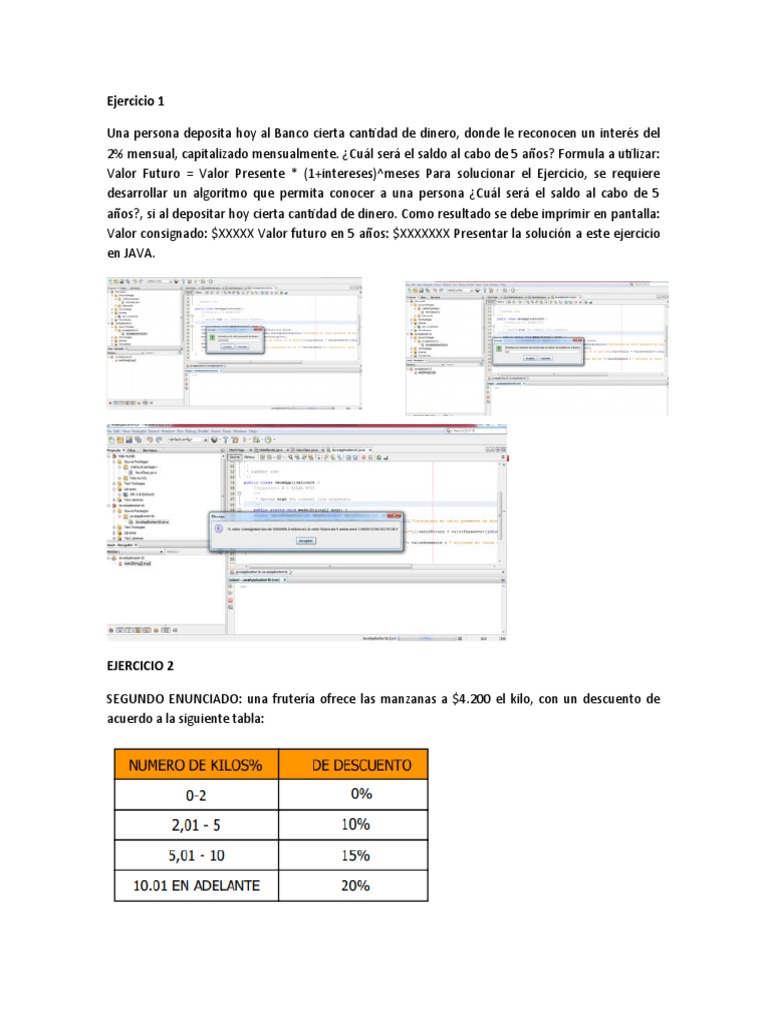 Ejercicios de Algoritmos en Java | PDF | Salario | Algoritmos