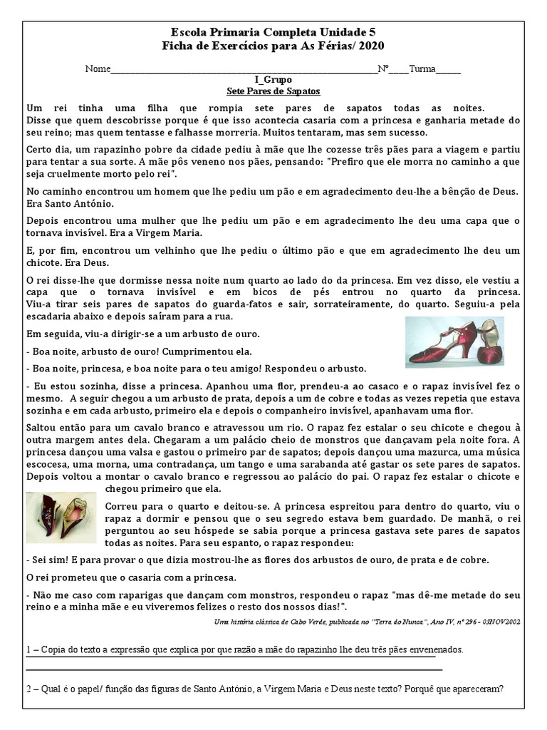 EXERCICIOS DA 7 CLASSE Escola Primaria Completa Unidade 5 | PDF ...