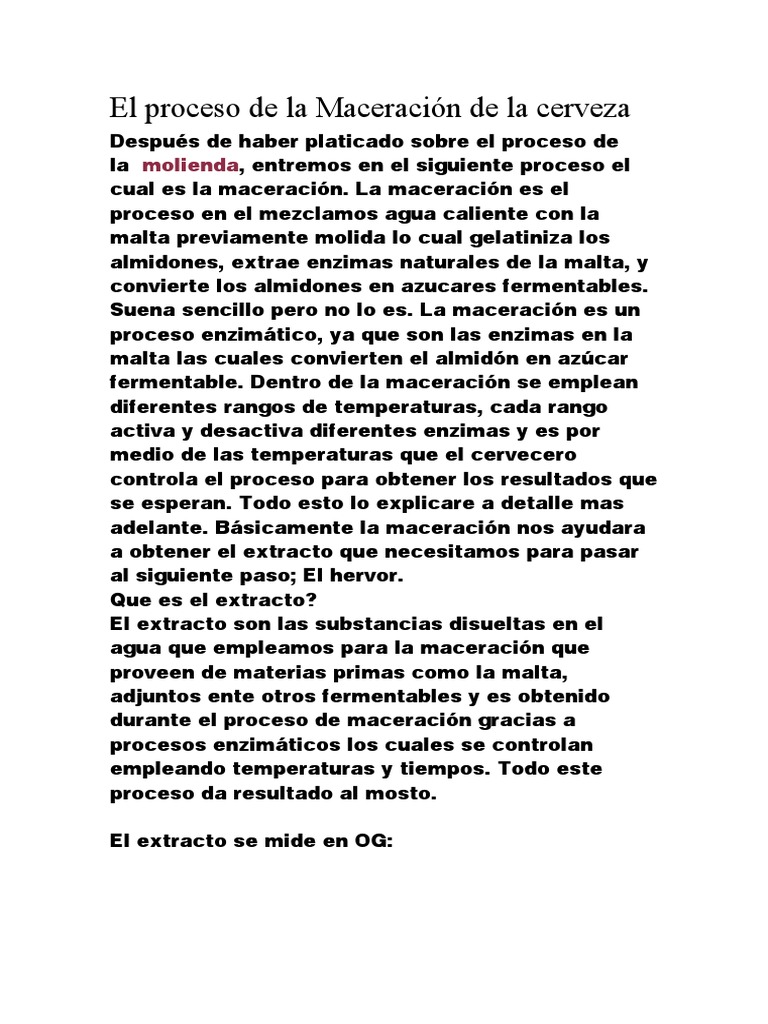 El Proceso de La Maceración de La Cerveza | PDF | Cerveza | Enzima