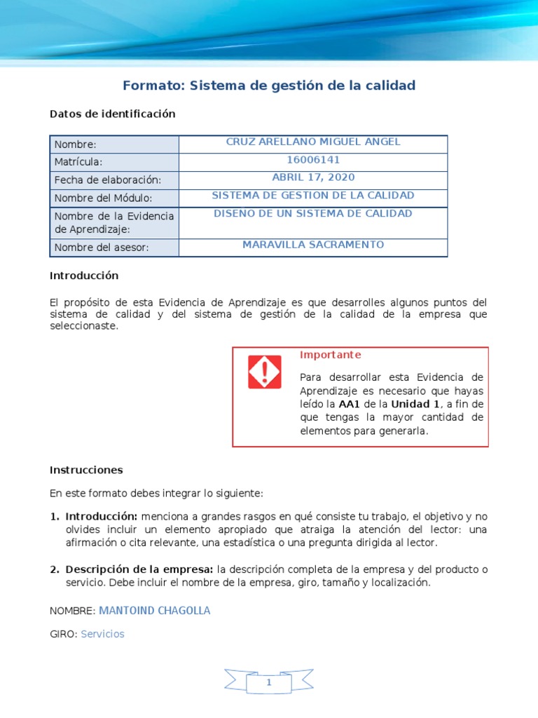 Cruz Miguel SGC Ea2 | PDF | Calidad (comercial) | Gestión de la calidad