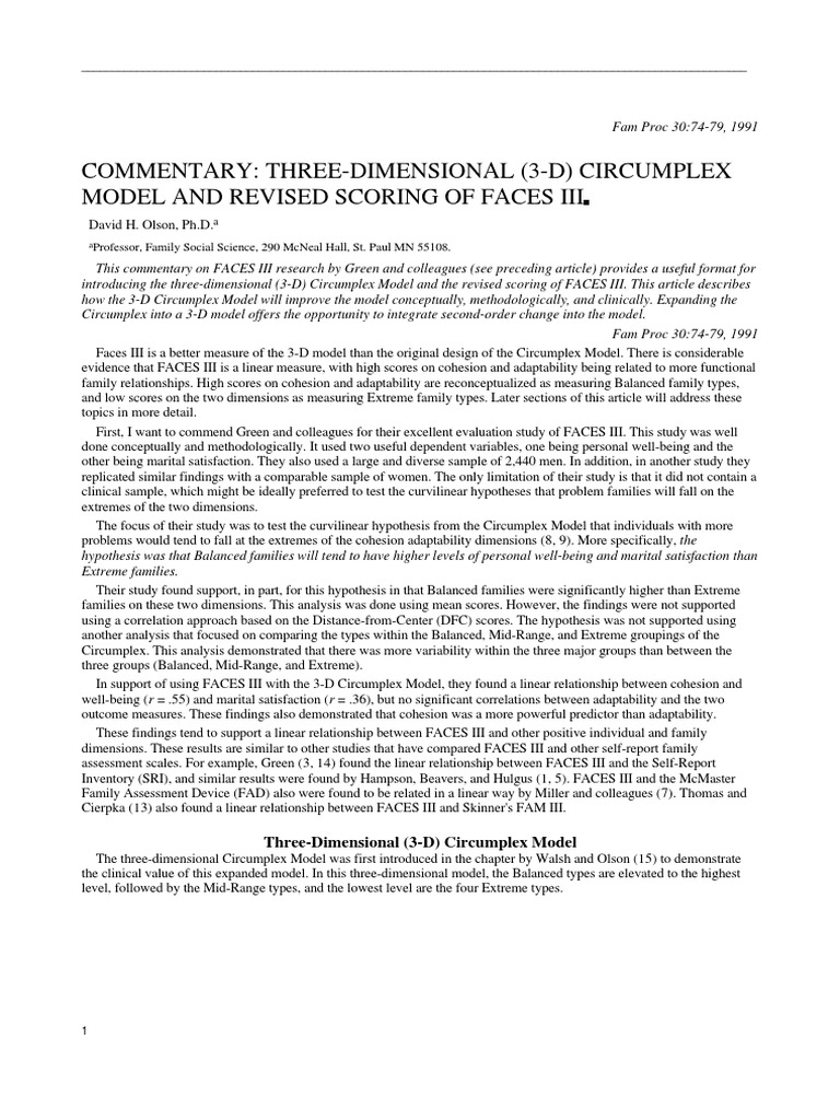 Olson1991 - Commentary 3D Circumplex Model PDF | PDF | Self Report ...