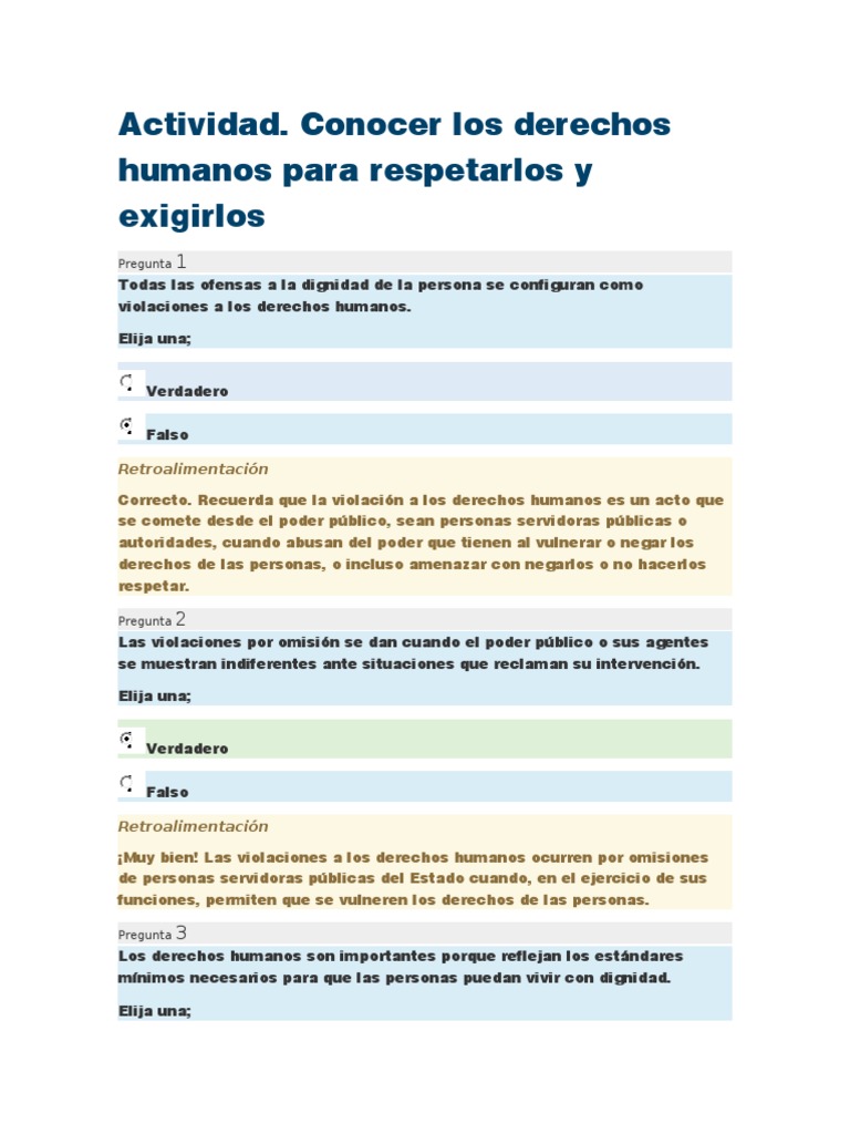 Actividad. Conocer Los Derechos Humanos para Respetarlos y Exigirlos ...