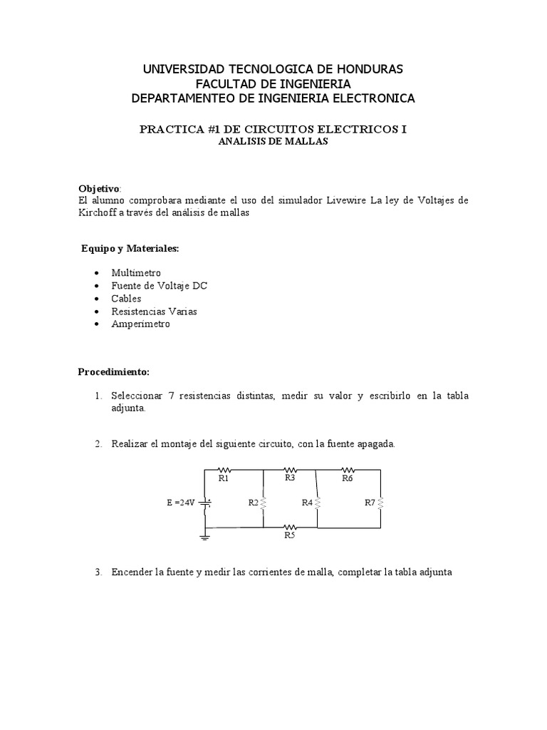 Laboratorio Mallas y Nodos | PDF | Resistencia Eléctrica y Conductancia | Electrónica