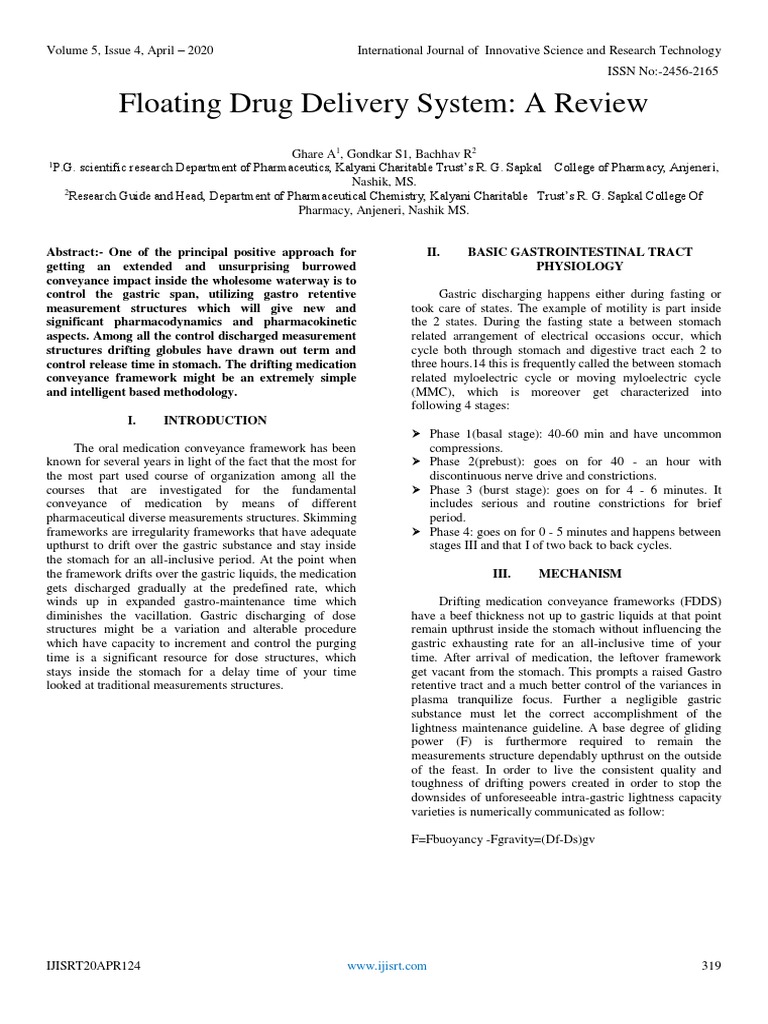 Floating Drug Delivery System A Review | PDF