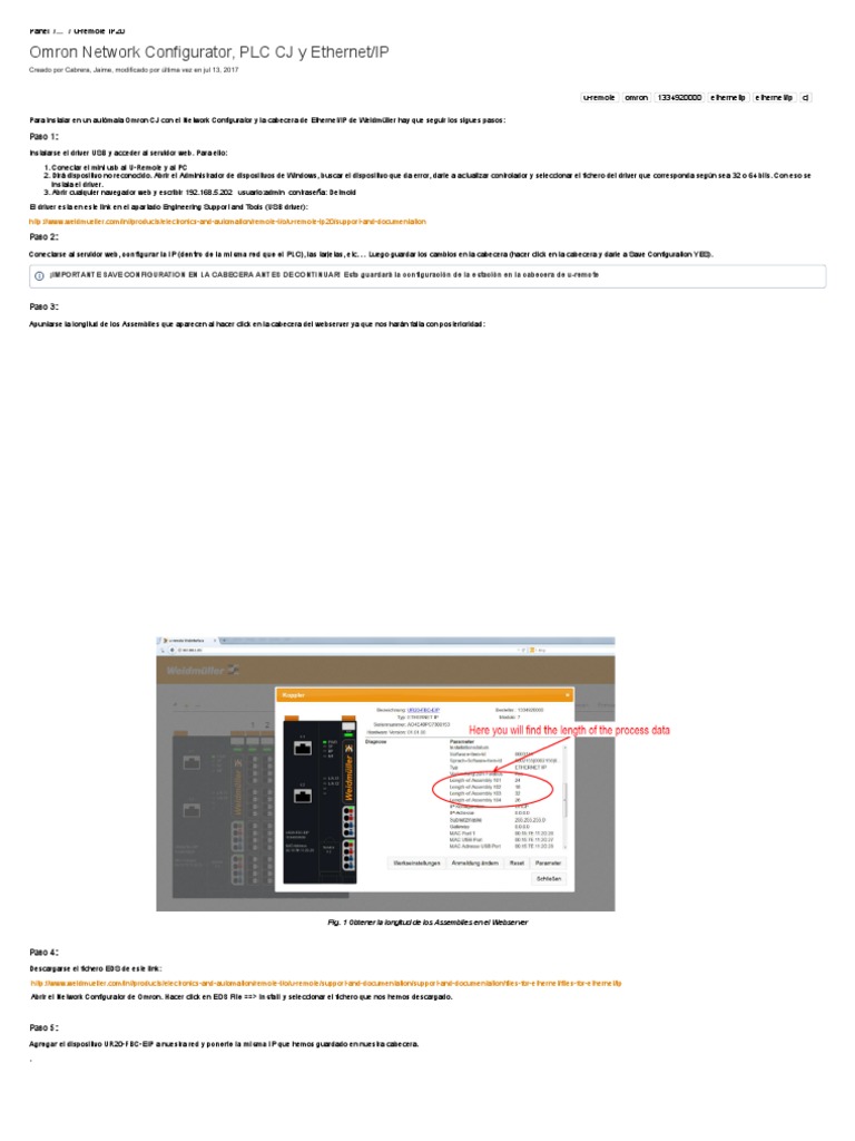 Omron Network Configurator, PLC CJ y Ethernet - Ip - WM Spain - Weidmã ...