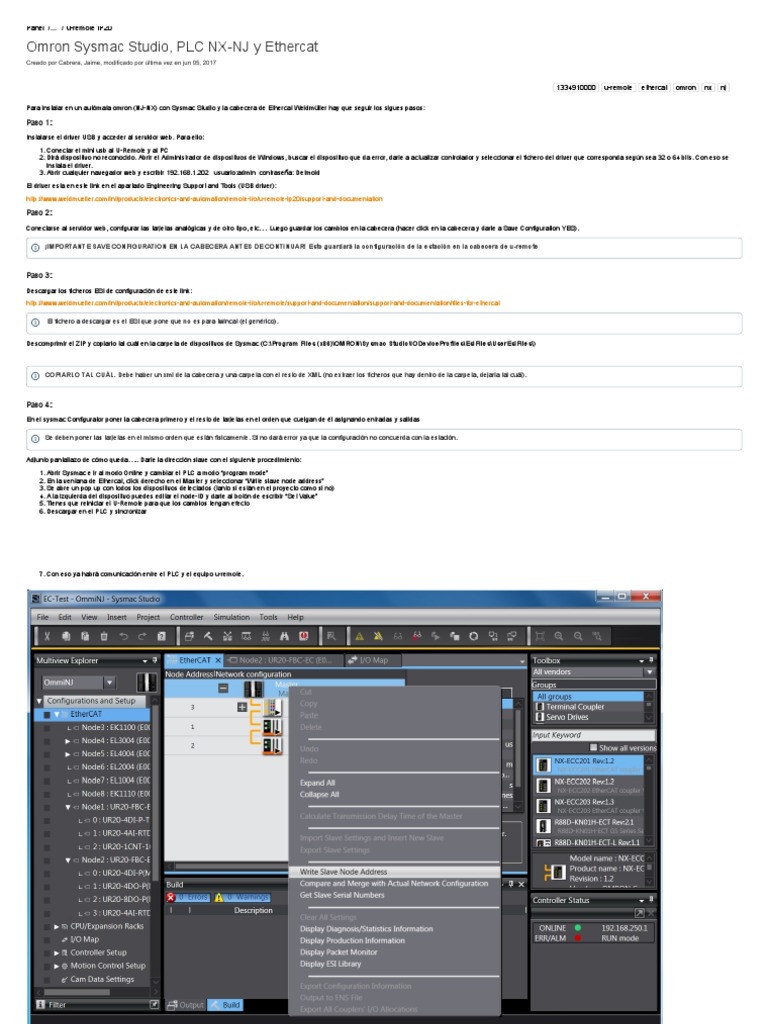 Omron Sysmac Studio, PLC NX-NJ y Ethercat - WM Spain - Weidmã Ller Wiki ...