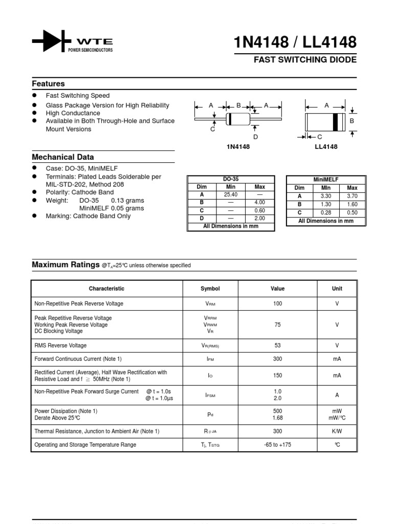 Datasheet 4148 | PDF | Rectifier | Electric Power