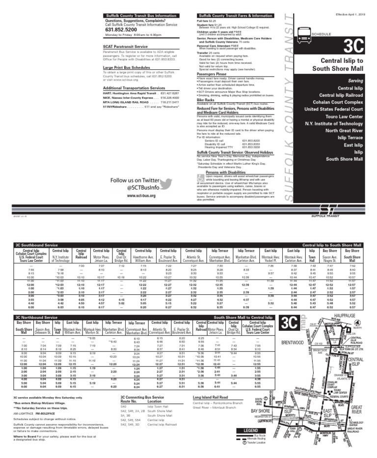 Central Islip To South Shore Mall: Suffolk County Transit Bus ...
