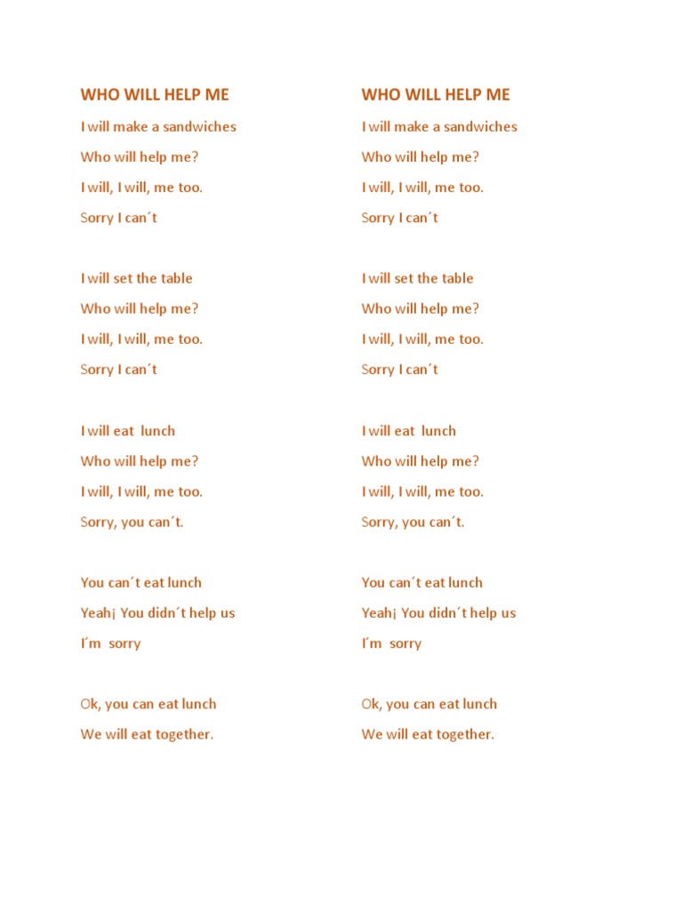 Who Will Help Me Who Will Help Me | PDF