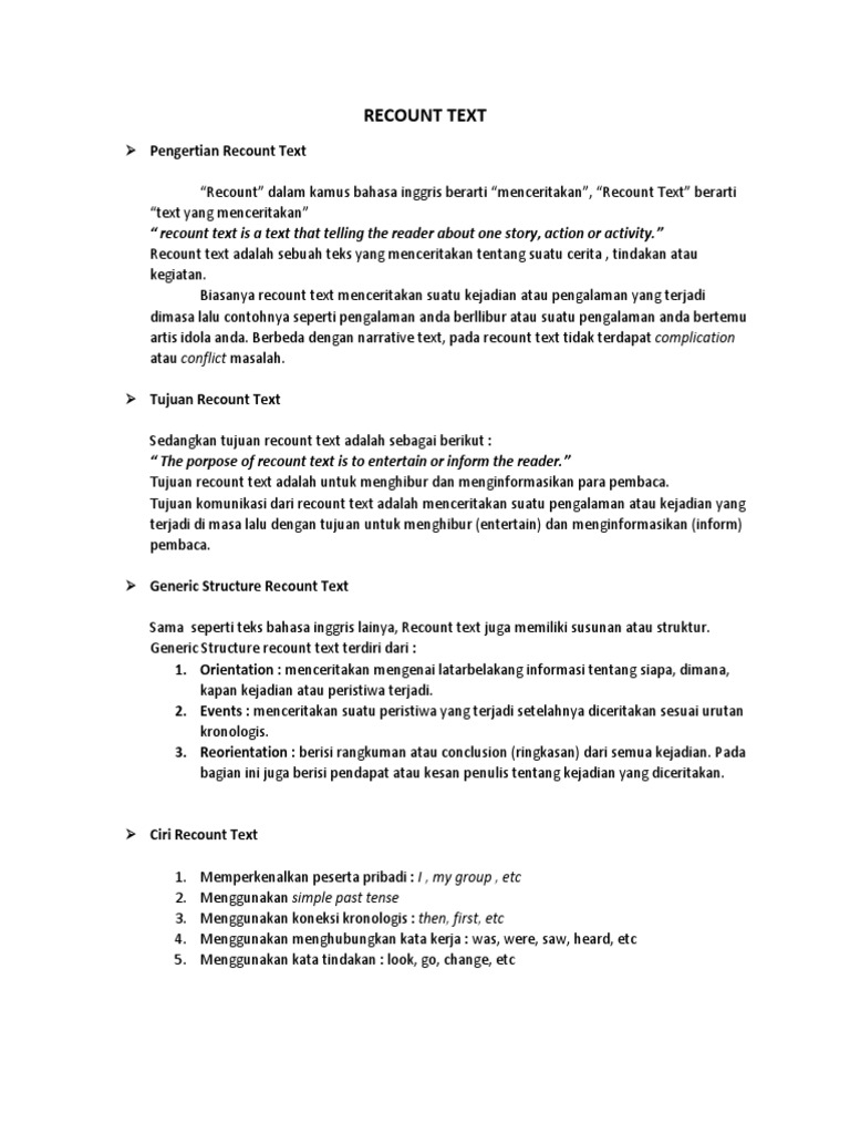 Recount Text: " Recount Text Is A Text That Telling The Reader About ...