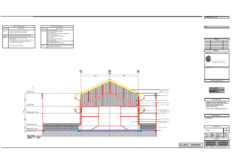 As-Built Drawing: Roof Beam Level | PDF | Roof | Building Technology
