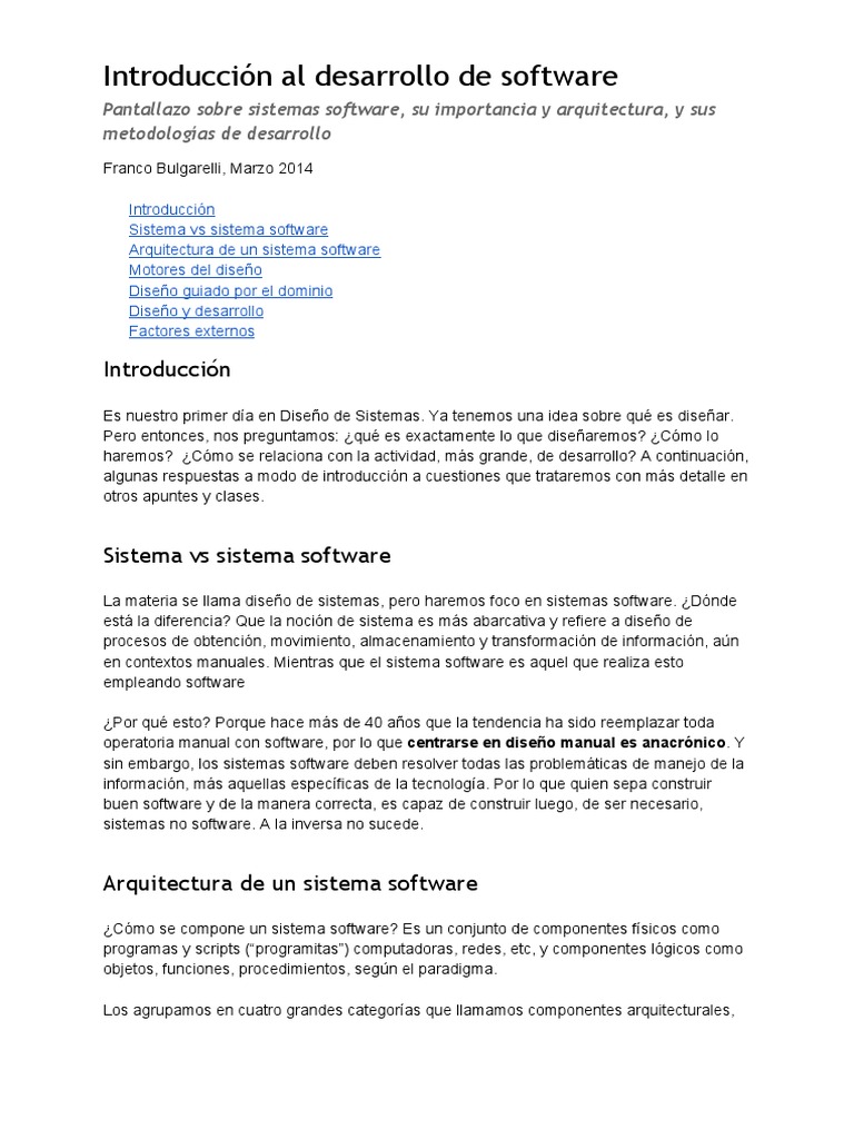 Introducción Al Desarrollo de Software | PDF | Software | Diseño