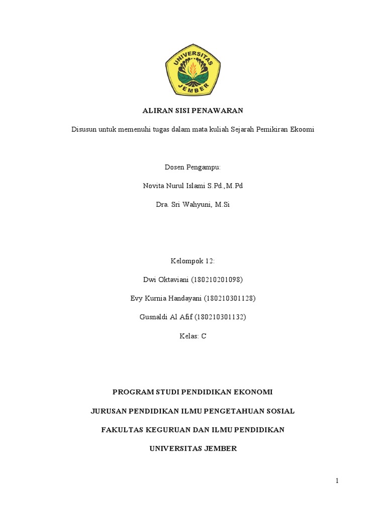 Aliran Sisi Penawaran 1 | PDF