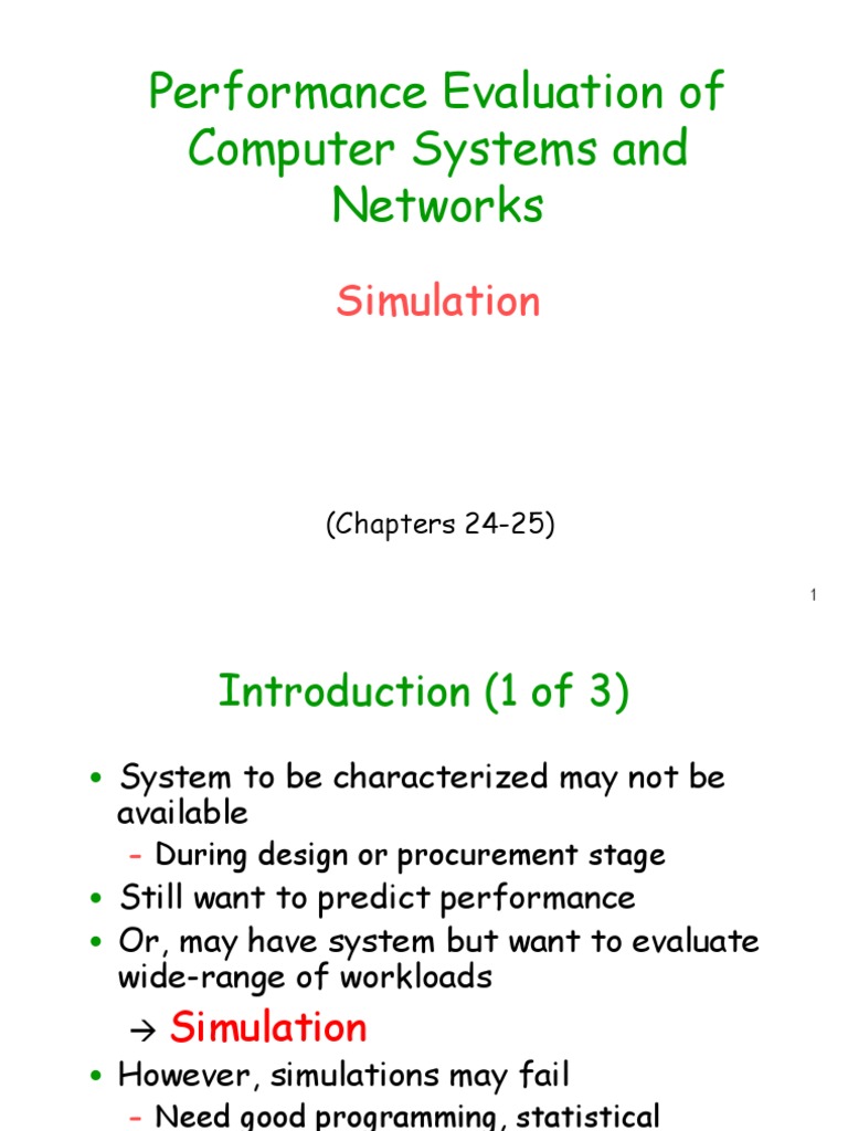 Performance Evaluation of Computer Systems and Networks: Simulation ...