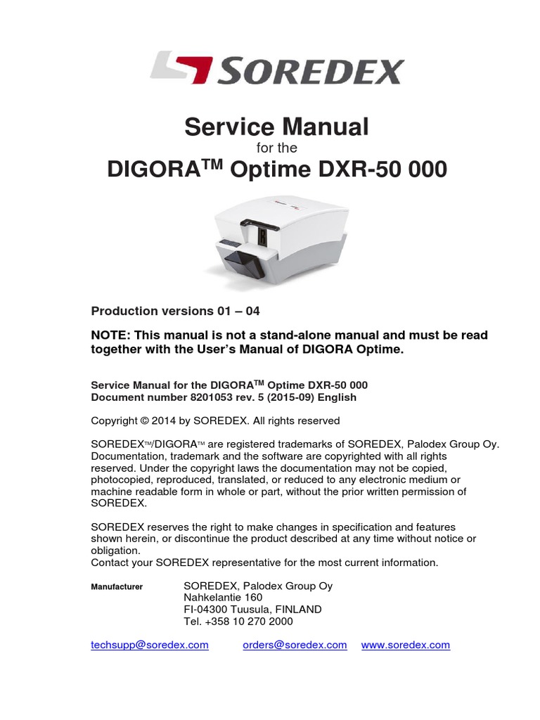 Soredex Digora DXR-50000 Imaging Plate System - Service Manual | Download Free PDF | Computer ...
