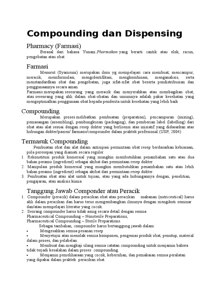 Compounding Dan Dispensing | PDF