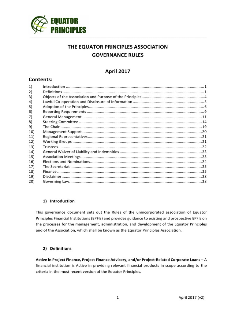 Equator Principles - Governance Rules (Apr. 2017 - V2) | PDF ...