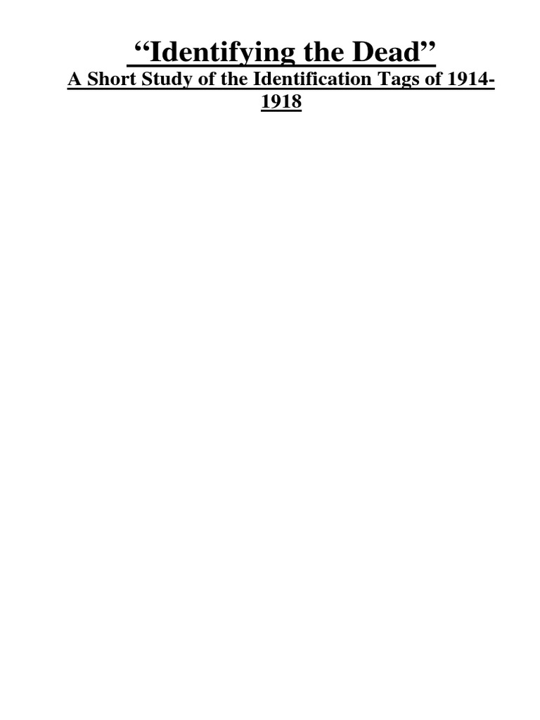 Great War Identification Tags Study | PDF | Mobilization | German Empire