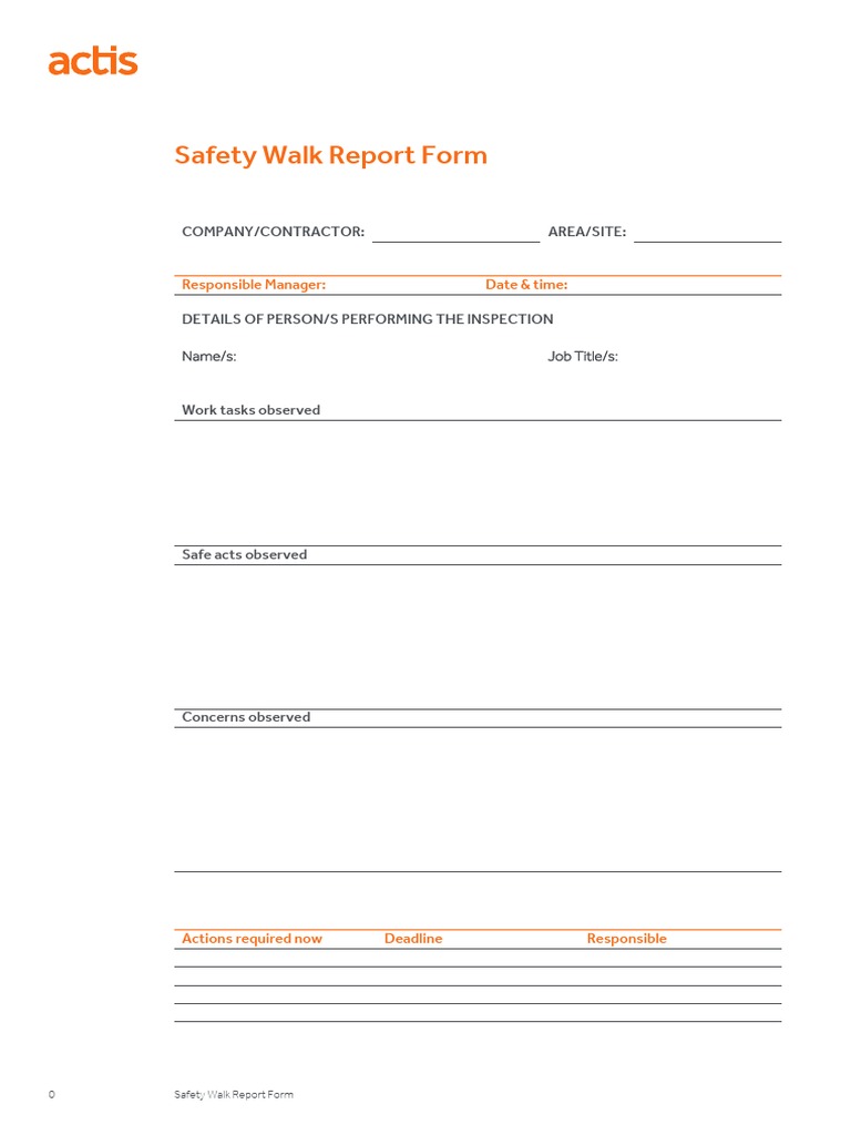 Annex A - Safety Walk Report Form | PDF | Personal Protective Equipment ...