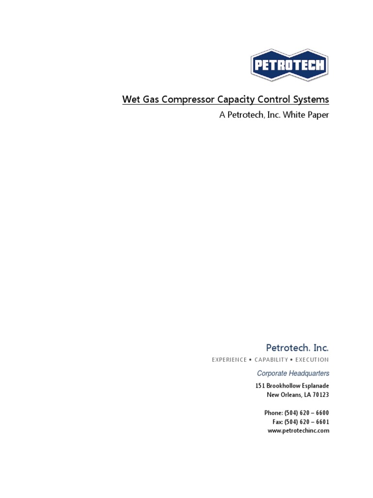 Wet Gas Compressor Capacity Control Systems: A Petrotech, Inc. White ...