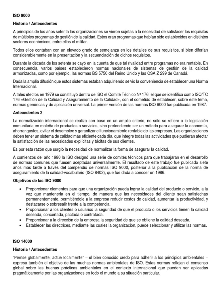 Antecedentes Iso 9k 14k y 18k | PDF | Organización internacional para ...