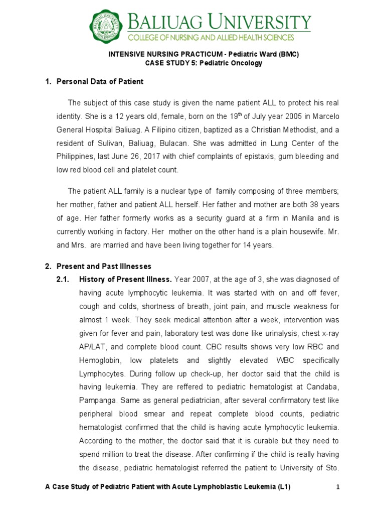 Personal Data of Patient: Intensive Nursing Practicum - Pediatric Ward ...