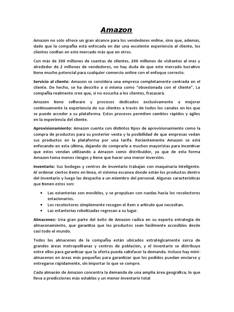 Proceso de Logística Amazon | PDF | Cliente | Obtención