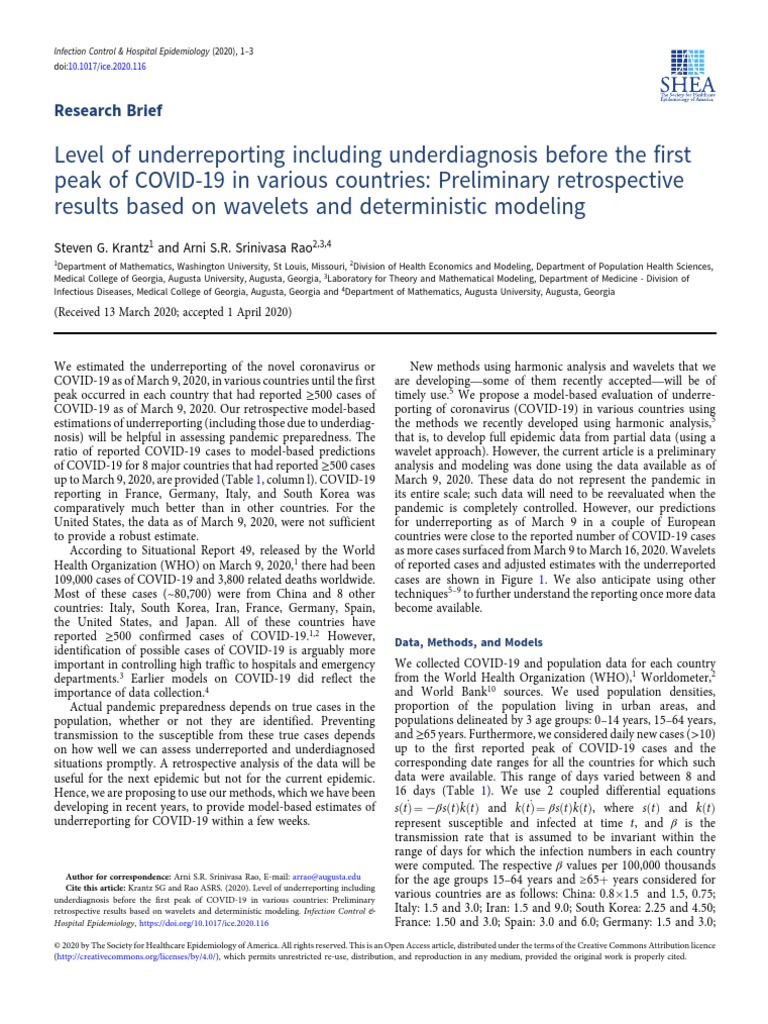 1level of Underreporting Including Underdiagnosis Before The First Peak ...