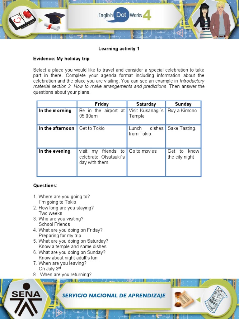 Tokio Trip Agenda and Celebration Plans | PDF