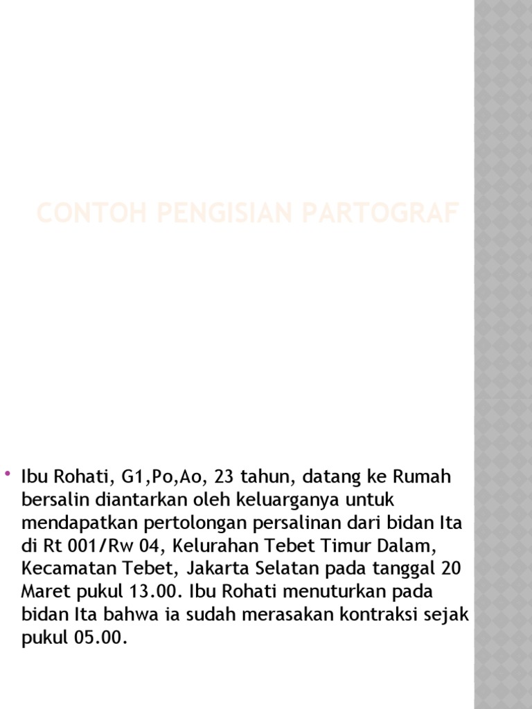 Contoh Pengisian Partograf | PDF