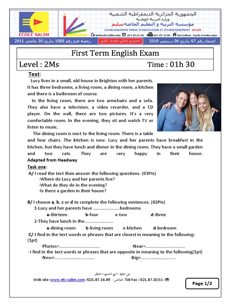 Dzexams 2am Anglais E1 20191 417338 PDF | PDF | Room | Word