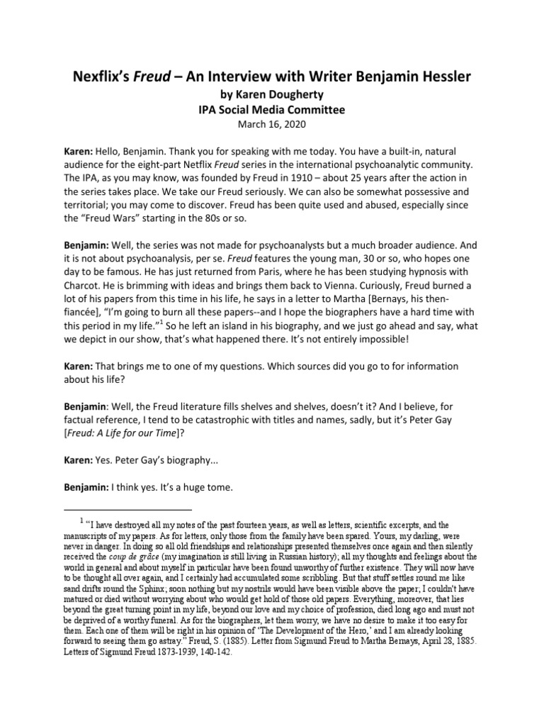 Interview With Benjamin Hessler About Freud - Netflix | PDF ...