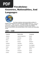 Pais Nacionalidad E Idioma: Country Nationality Language | PDF | French ...