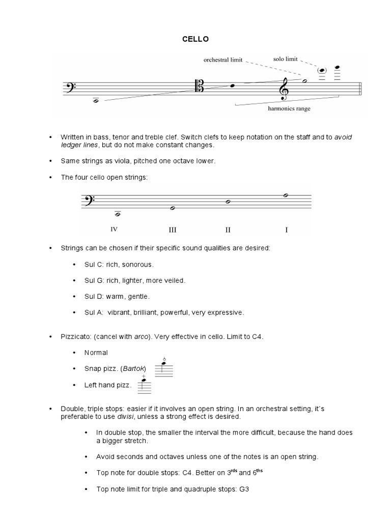 Cello Range | PDF | Cello | String Instruments
