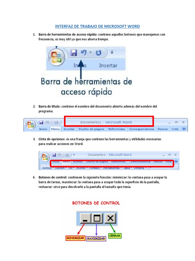 INTERFAZ DE TRABAJO Word | PDF | Interfaces gráficas de usuario ...